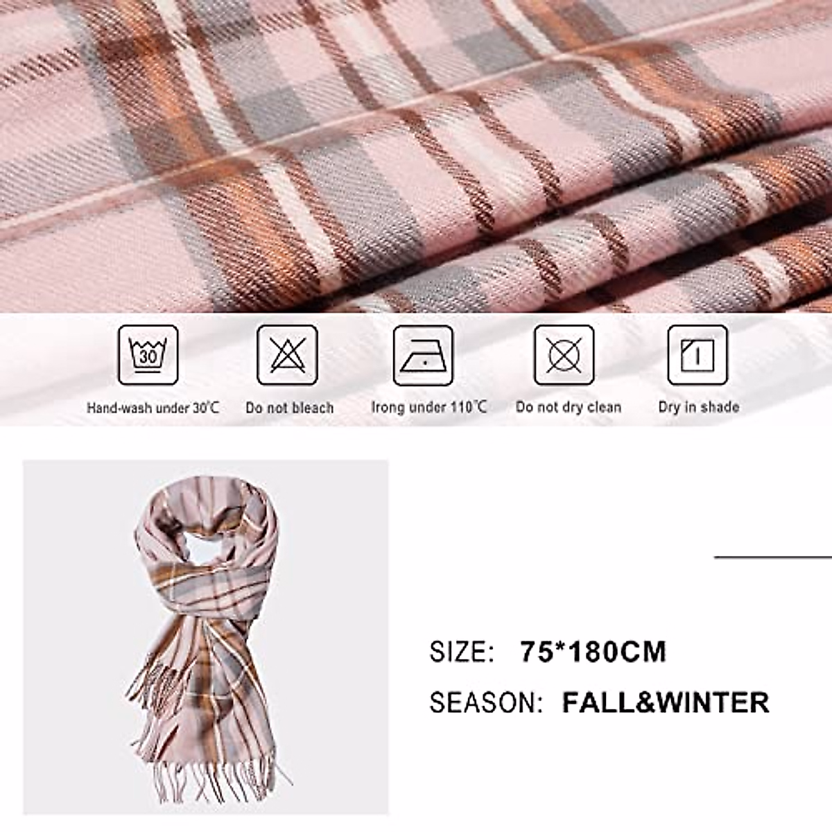 VANLINKER Winter Warm Scarfs for Women Cashmere Feel Large Scarf Fashion Poncho Long Shawls Grid Wraps Scarves Super Soft Light VL9310 Pink