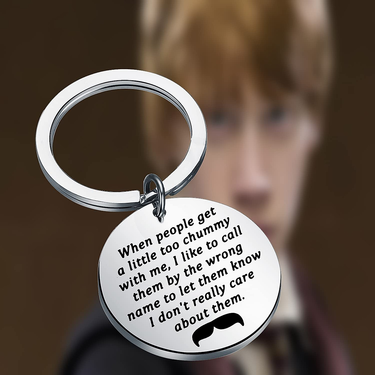 BEKECH Funny Boss Gag Gifts Ron Quotes Gift When People Get A Little Too Chummy With Me Keychain TV Show Fan Gift Parks and Rec Inspire Gift (too chummy with me)