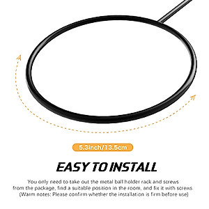 Threan 6 Pieces Mounted Ball Wall Storage Display Ball Storage Universal Ball Rack Metal Ball Holder Black Ball Rack Holder for Basketball Football Volleyball Soccer Storage Display