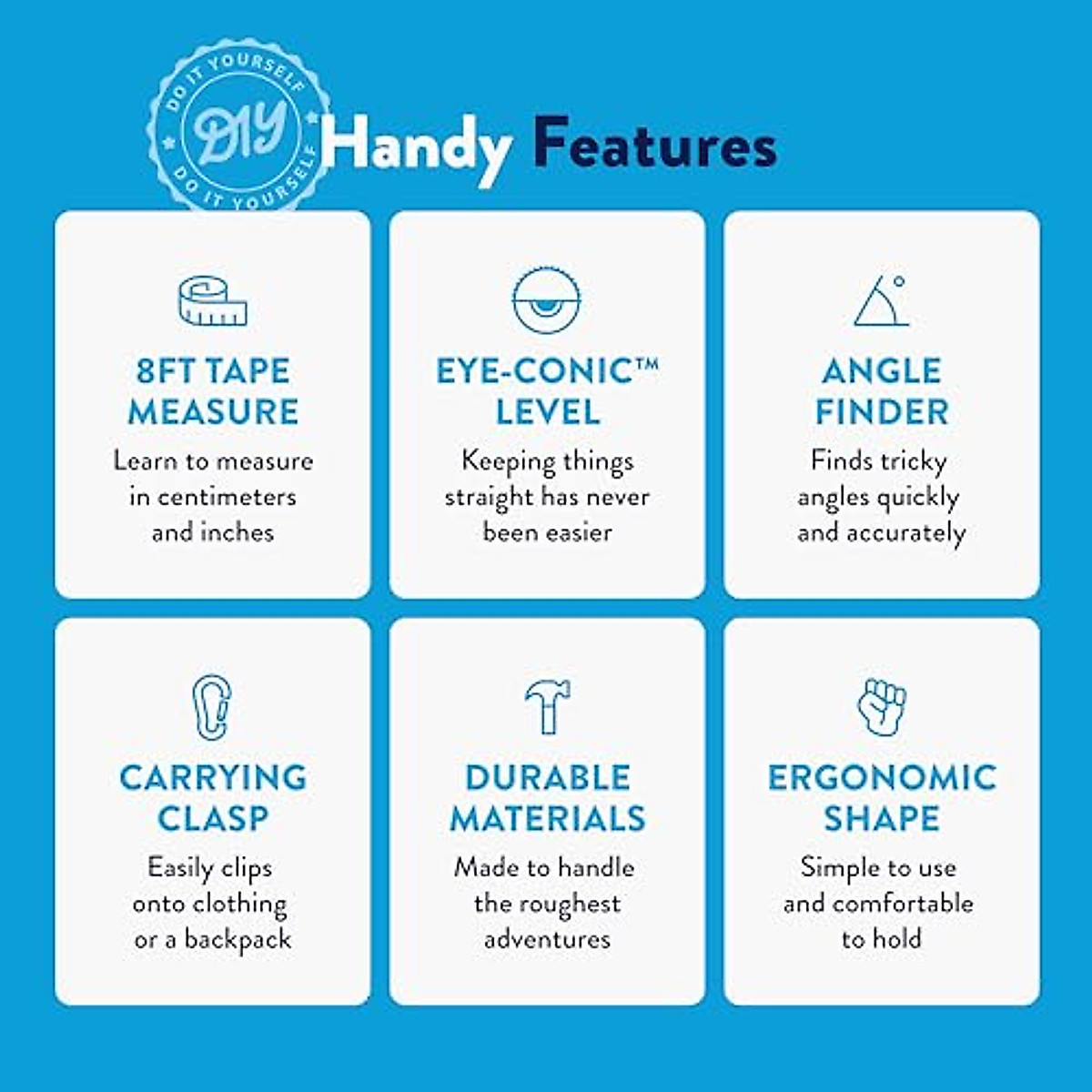 Handy Famm 8Ft Animal-Shaped Kids Tape Measure, Level & Protractor Angle Finder, Fun Educational Children's Tape Measure, Small Measuring Tape for Learning Early Math Skills, Ages 6+, Red Bird