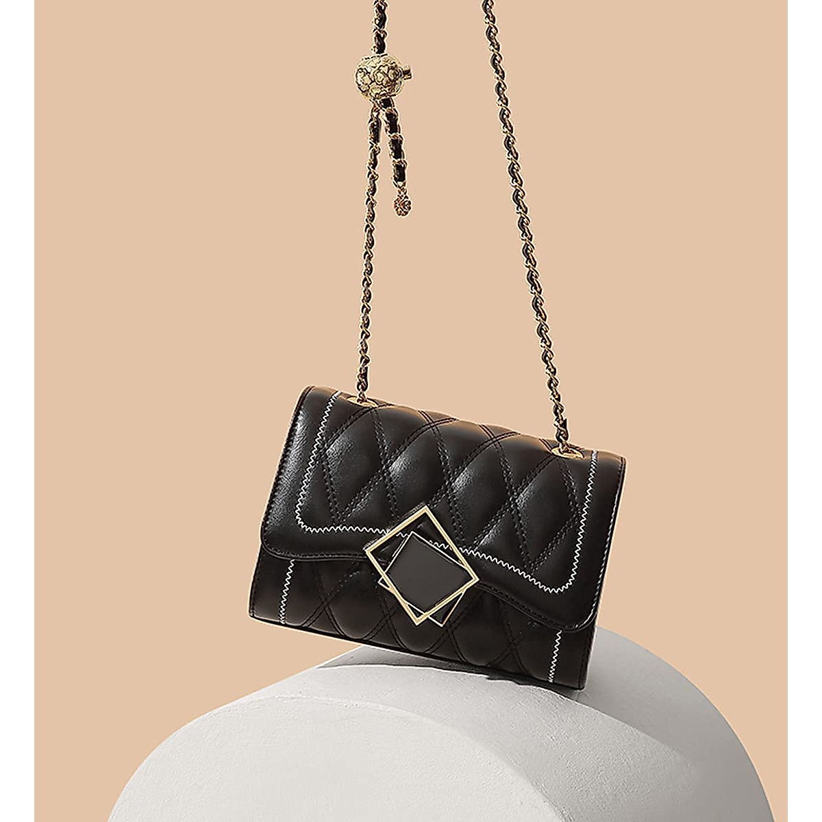 YXBQueen Black Crossbody Bags for Women Black Purses and Handbags Black Chain Purse Designer Handbags