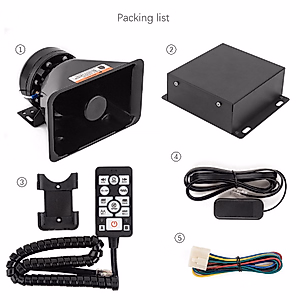 YHAAVALE 9200E Amplifier Police Siren & Black Siren Speaker,DC12V 100W Multi-Tones Wired Handheld Microphone Loudspeaker Emergency Warming PA System for Truck Vehicles