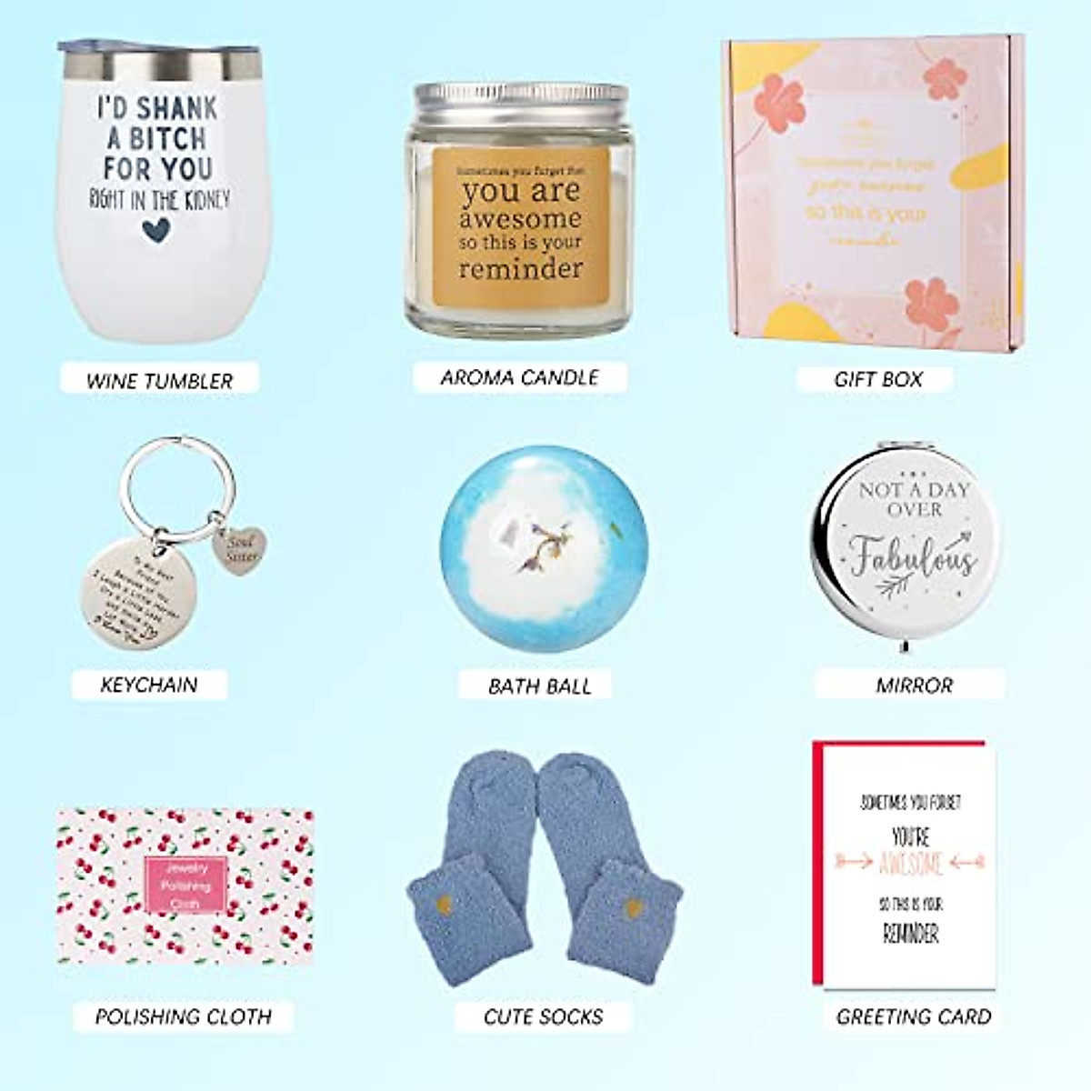 Long Distance Friendship Gifts, Funny Gifts For Women, Best Friend Birthday Gifts For Women, Sister Gifts For Women, Unique Self-Care Kit Friendship Gift For Friend Bestie Girl Soul Sister