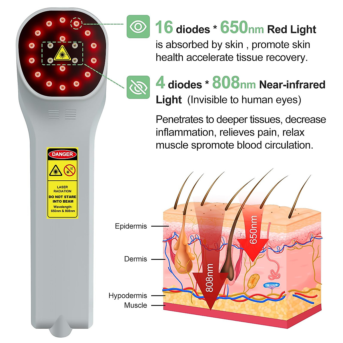 GOVW Laser Therapy for Dogs, 4x808nm+16x650nm, Cold Laser Therapy Device for Dogs Professional, Veterinary Laser Therapy Machine, Cold Laser Therapy Device for Horses, Laser Treatment for Animals