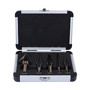 5 Pcs Step Drill Bits Set, Multiple Hole 50 High Steel Sizes Step Drill Bit Tool Set W/Aluminum Case