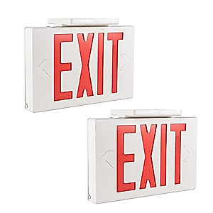Gruenlich LED Emergency EXIT Sign with Double Face and Back Up Batteries- US Standard Red Letter Exit Lighting, UL 924 Qualified, 120-277 Voltage, 2-Pack