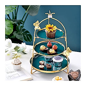 Tiered Tray Dessert Table, Commercial Dessert Table, Cake Temporary Cake Display Shelf, Family Living Room, Tea Table, Fruit Tray Display Shelf Tower Tray (Color : E, Size : Three floors)