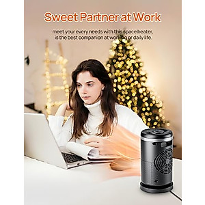 Space Heaters for Indoor Use, 1500W/750W Portable Heater with 90°Oscillation Safe and Quiet Ceramic Heater Fan Electric Heater with Overheat Protection Desk Heater for Bedroom Office Use