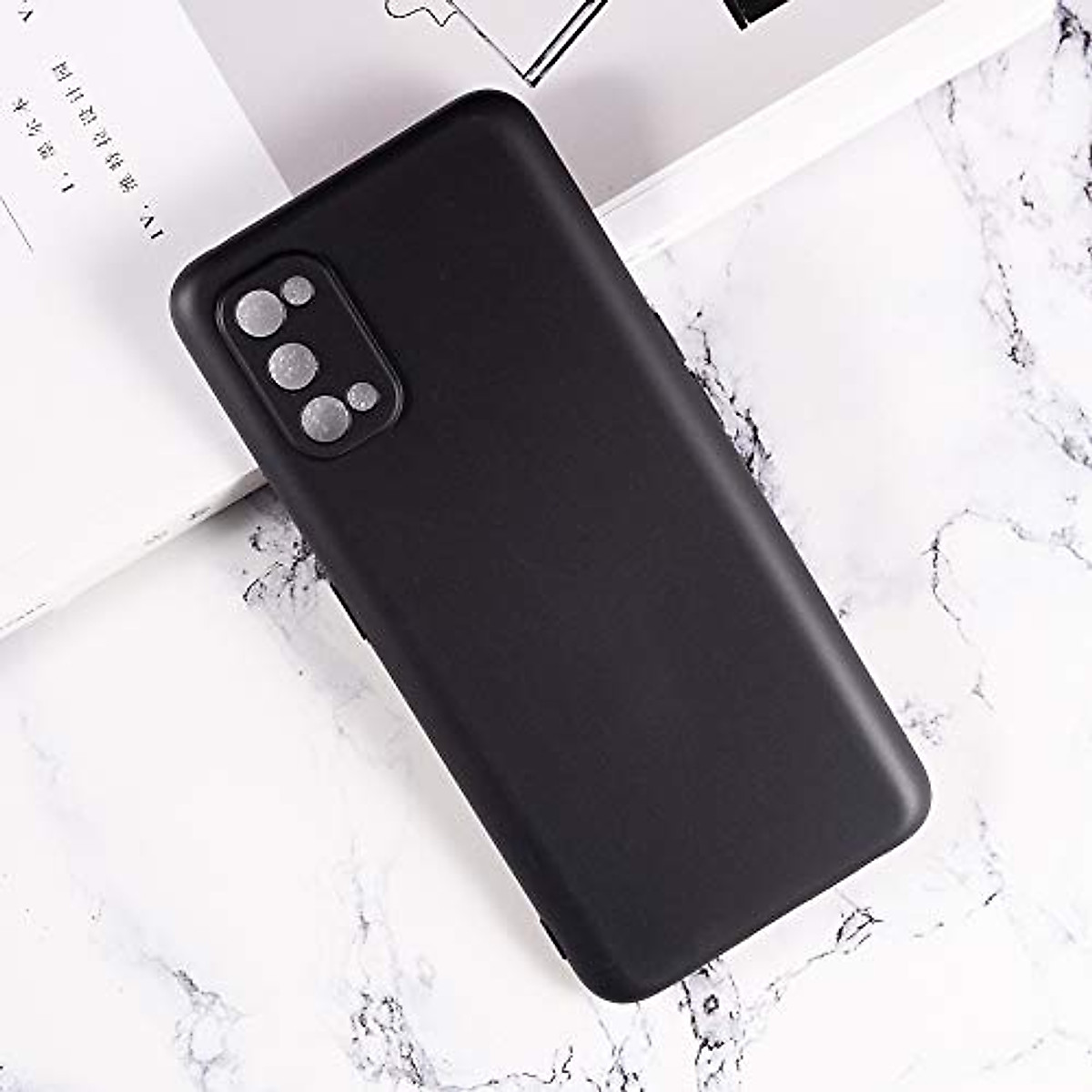 OPPO Realme 7 Pro Case, Scratch Resistant Soft TPU Back Cover Shockproof Silicone Gel Rubber Bumper Anti-Fingerprints Full-Body Protective Case Cover for OPPO Realme 7 Pro Sun Kissed Leather (Black)