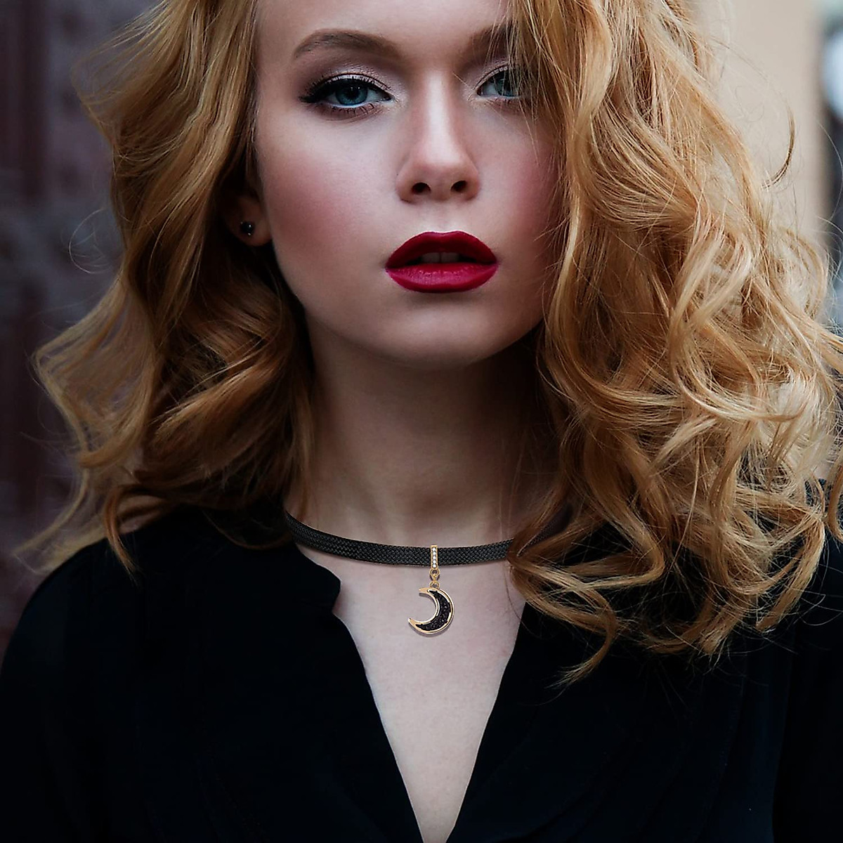 FJ leather Moon Choker Necklace for Women