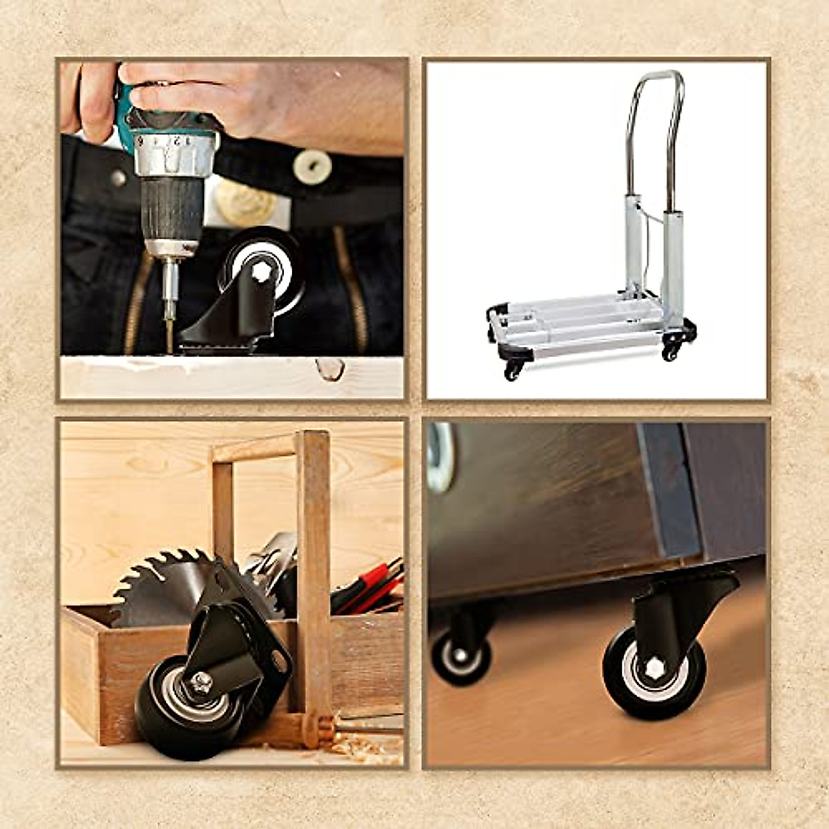 Online Best Service 24 Pack Swivel 2" Caster Wheels Rubber Base with Top Plate & Bearing Heavy Duty (24 Pack Without Brake)