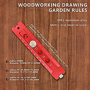 Aluminum Alloy Woodworking Drawing Compass, Woodworking Compass Scriber, Metric/Inch Adjustable Round Drawing Circle Ruler Fixed-point Marking Gauge Woodworking Scribe Gauges