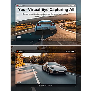 iZEEKER Dash Cam Front and Rear with SD Card 1080P Full HD Car Camera, Dual Dash Camera for Cars with Accident Recording, Parking Monitor, Night Vision, WDR
