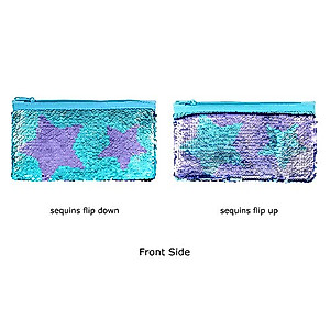 Cute Pencil Case for Girls Kids Mermaid Sequin Pencil Pouch Pen Holder Cosmetic Makeup Organizer Bag Purse for Women