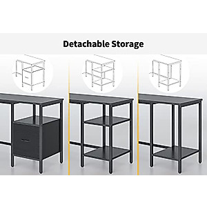 CubiCubi L Shaped Desk with Shelves, 59.1 Inch Corner Computer Desk, Home Office Gaming Writing Workstation with Large Non-Woven Drawer, Black