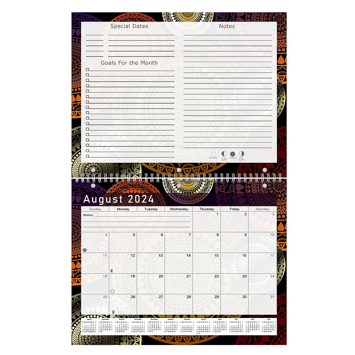 2024-2025 Academic Year 12 Months Student Calendar/Planner for Wall & Desk & 3-Ring Binder, for School, Teacher, Student (Fractal Edition #015)
