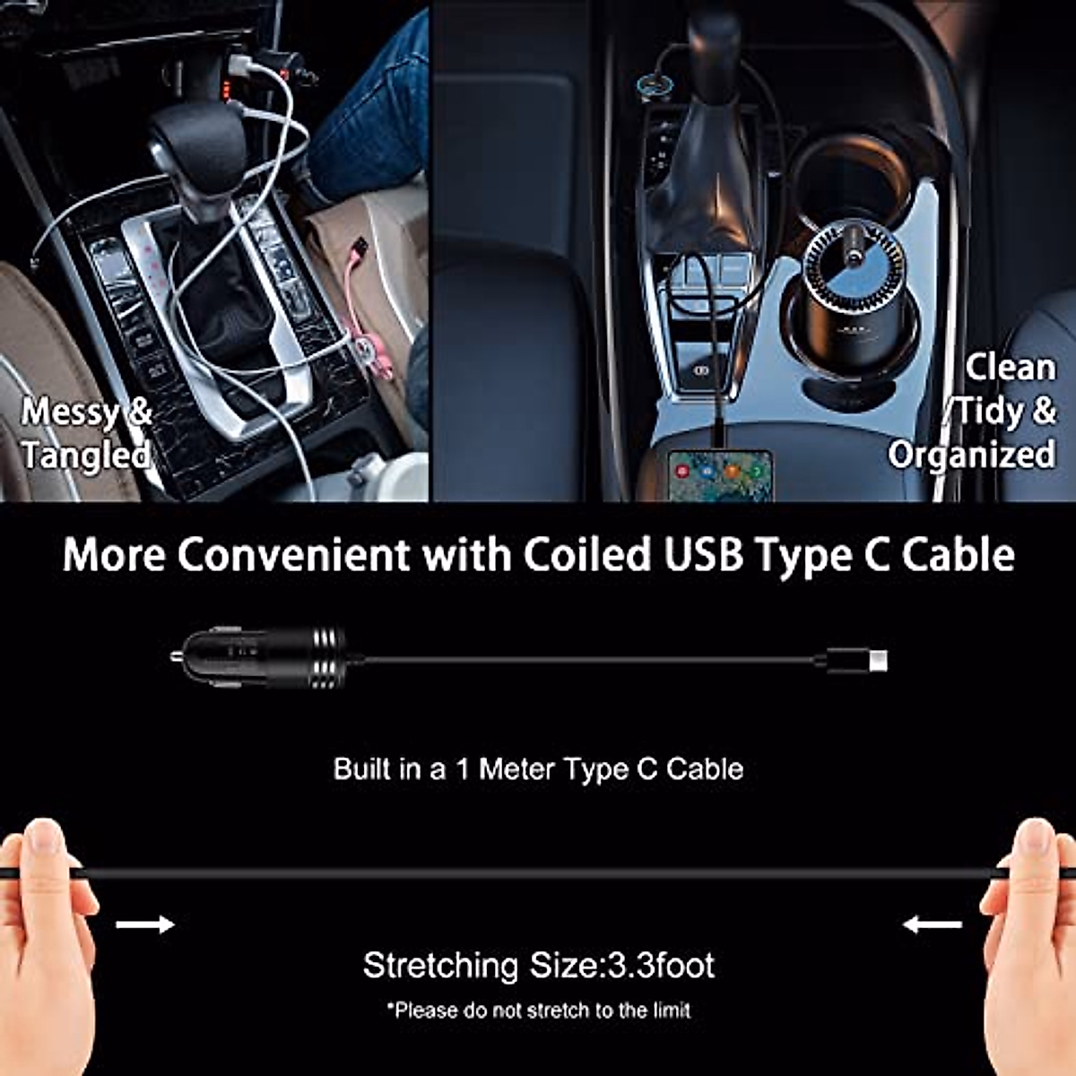 Super Fast USB C Car Charger 60W for Samsung Galaxy S23 Ultra S23+ S23 A14 5G A13 A53 S22 S21 A54 A34 S20 Z Fold4 Flip4 A03s F04,iPhone,Google Pixel 7,3ft Type C Cable,Android Phone Automobile Adapter