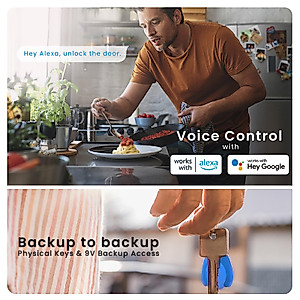 Lockly Secure Pro, Wi-Fi Smart Deadbolt, Keyless Entry Door Lock, PIN Genie® Keypad, 3D Biometric Fingerprint Sensor, Auto Lock - Matte Black (PGD728WMB)
