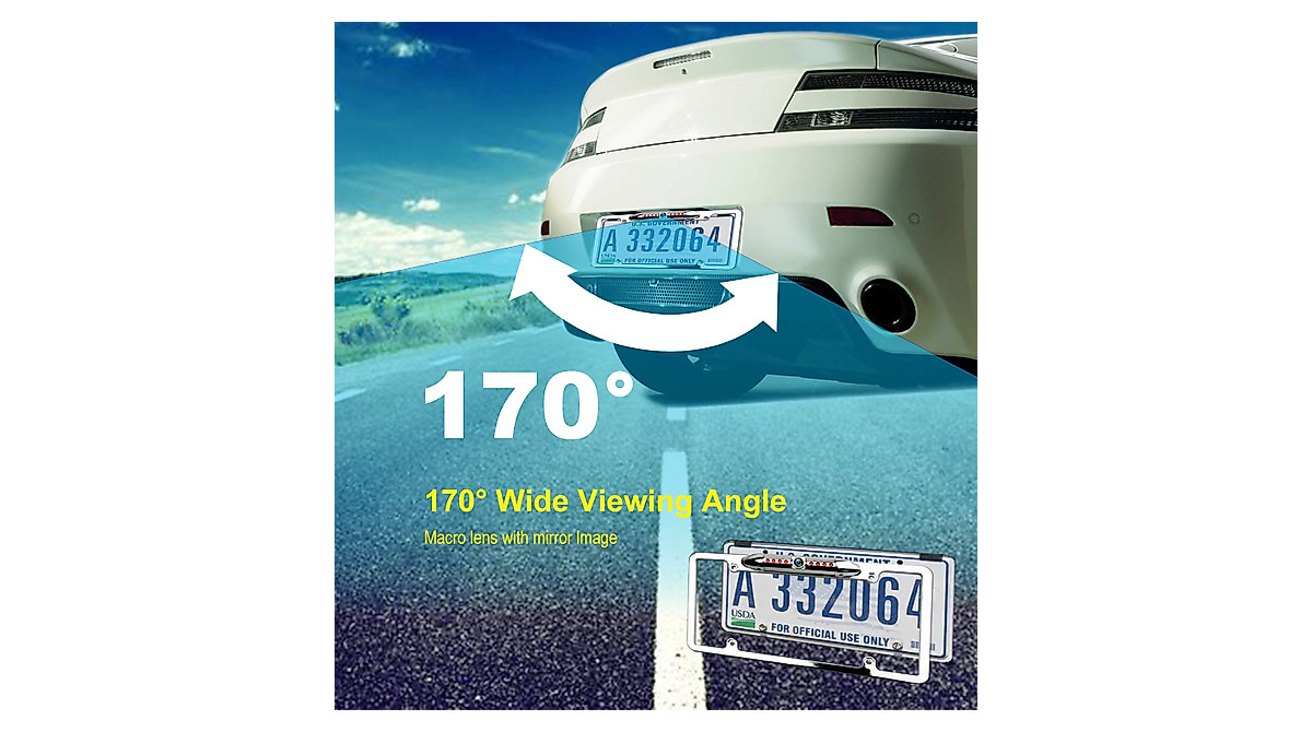 License Plate Backup Camera, JPP Front/Rear View Camera 170° Viewing ...