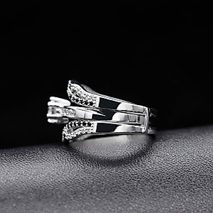 Uloveido Women Double Infinity Wedding Ring Guard Enhancer Black Cubic Zirconia Ring for Anniversary Promise Ring Enhancer with CZ Crystals Size 7 Y444