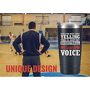 Onebttl Basketball Coach Gifts, Funny Gift Idea for Appreciation, Christmas, Birthday, 20oz Stainless Steel Insulated Travel Mug - I'm Not Yelling