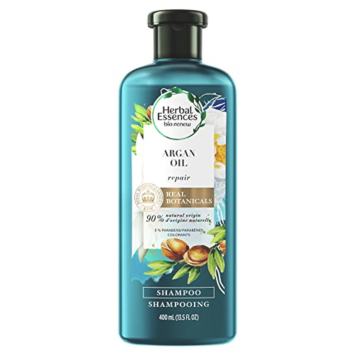 Herbal Essences Argan Oil Paraben Free Shampoo, Hair Repair, 13.5 fl oz, with Certified Camellia Oil and Aloe Vera, For All Hair Types, Especially Damaged Hair