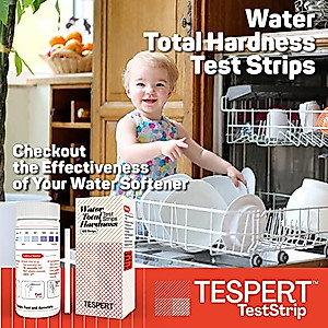 Water Hardness Test Kit: 125 Strips Hard Water Test Kit, TESPERT Water Hardness Test Strips for Water Softener Dishwasher Well Spa Pool