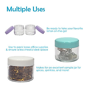 Houseables 20 Gram Jar, 20 ML Jar, 12 pcs, Multicolor, BPA Free, Cosmetic Sample Empty Container, Plastic, Round Pot Screw Cap Lid, Small Tiny 20g Bottle, for Make Up, Eye Shadow, Nails, Powder, Gems