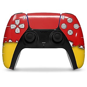 WraptorSkinz Skin Wrap compatible with Sony PS5 DualSense Controller Ripped Colors Red Yellow (CONTROLLER NOT INCLUDED)