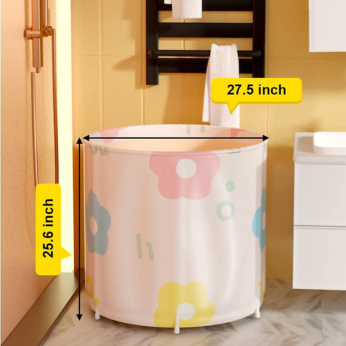 Genrenyen Portable Bathtub for Adults Foldable PVC SPA Soaking Standing Bath Tub for Shower Stall, Non-Inflatable Hot Ice Bath Tub with Thickened Thermal Foam to Keep Temperature