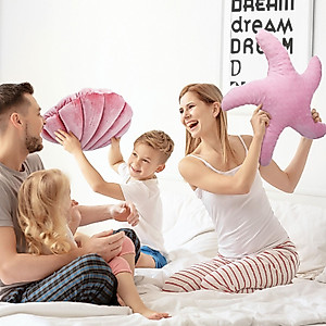 Newwiee 2 Pcs Starfish Pillow Shell Pillows Star Shaped Pillow Seashell Shaped Accent Throw Pillows Beach Pillows Decorative Throw Pillows for Small Couch Bed Bedroom Living Room (Pink)