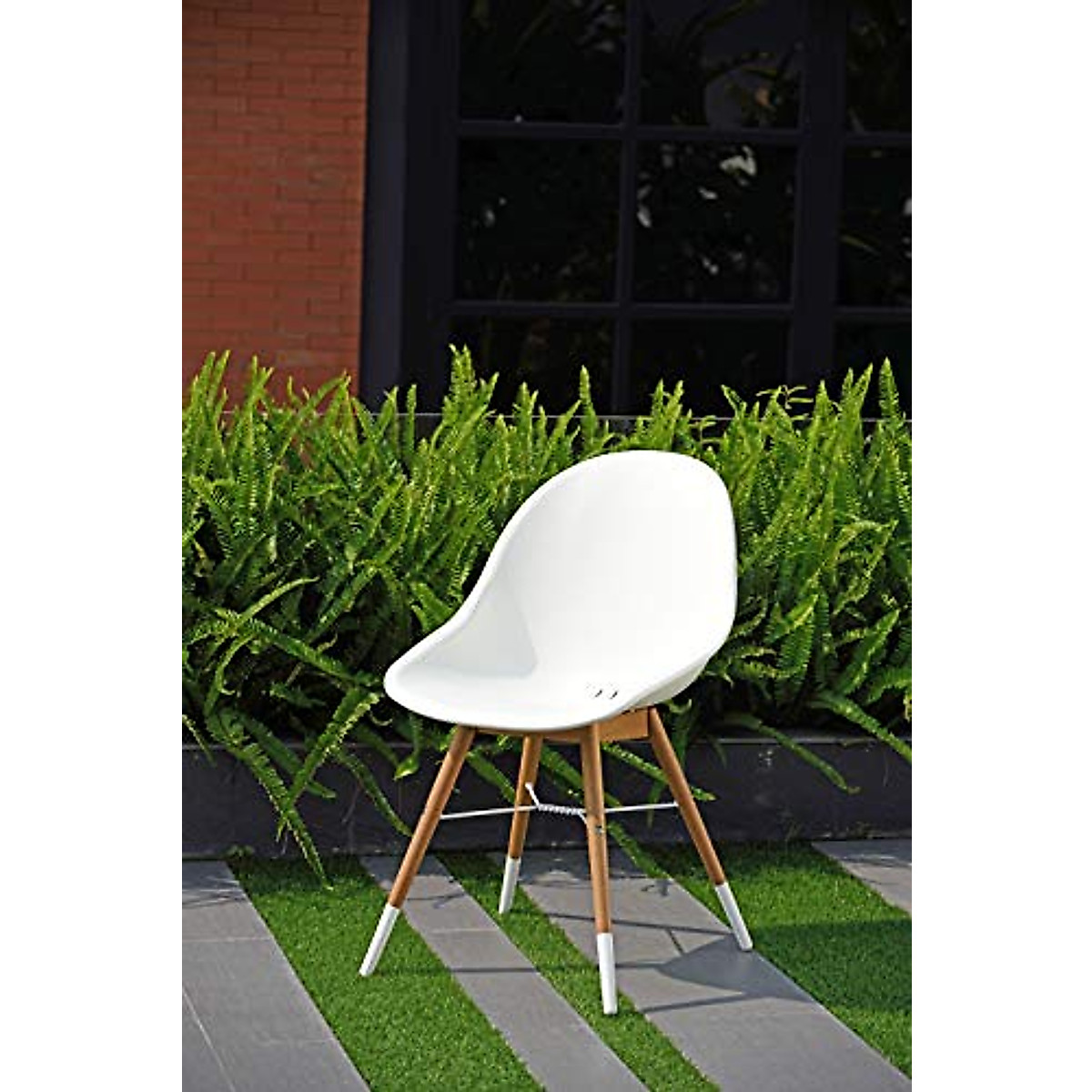 Amazonia Cannes Patio Dining Side Chair-Light Teak Finish Legs (Set of 2), Brown