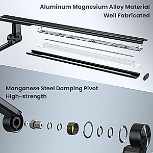 Arteasy LED Desk Lamp, Desk Light for Home Office, Dual Light Source 18W Brightest, Eye-Caring Optical Lens, Office Lamp, 5 Color Modes & Brightness, Aluminum Alloy Clip on Lamp, Clamp Lamp, Black