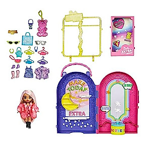 Barbie Extra Minis Doll and Fashion Playset with 15+ Pieces, Boutique with Small Doll, Clothes and Accessories