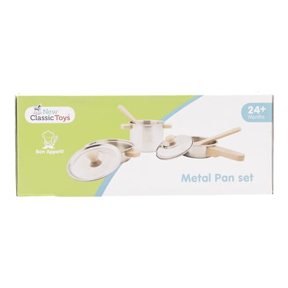 New Classic Toys Metal Pan Set - Pretend Play Toy for Kids Cooking Simulation Educational Toys and Color Perception Toy for Preschool Age Toddlers Boys Girls