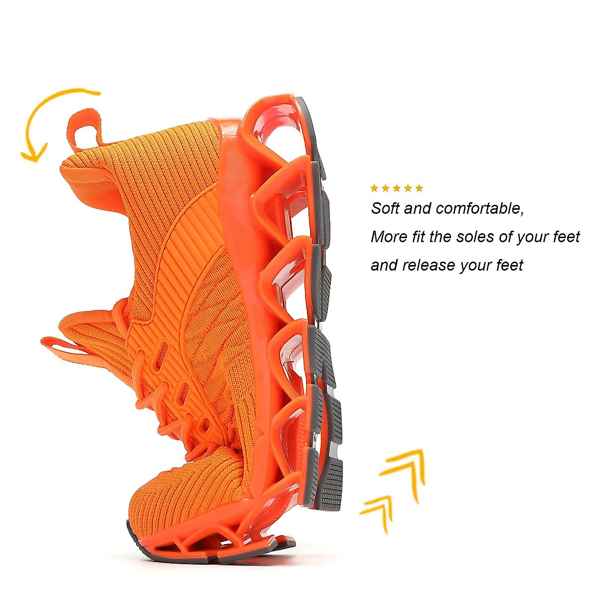 Women's Running Shoes Breathable Mesh Walking Shoes Slip on Tennis Sneakers Fashion Non Slip Work Sport Gym Cross Trainer Orange