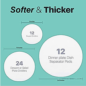 YYCRAFT 48 Felt Plate China Storage Dividers Protectors White Thick Premium Soft Round Felt Circles (3 Size,White)