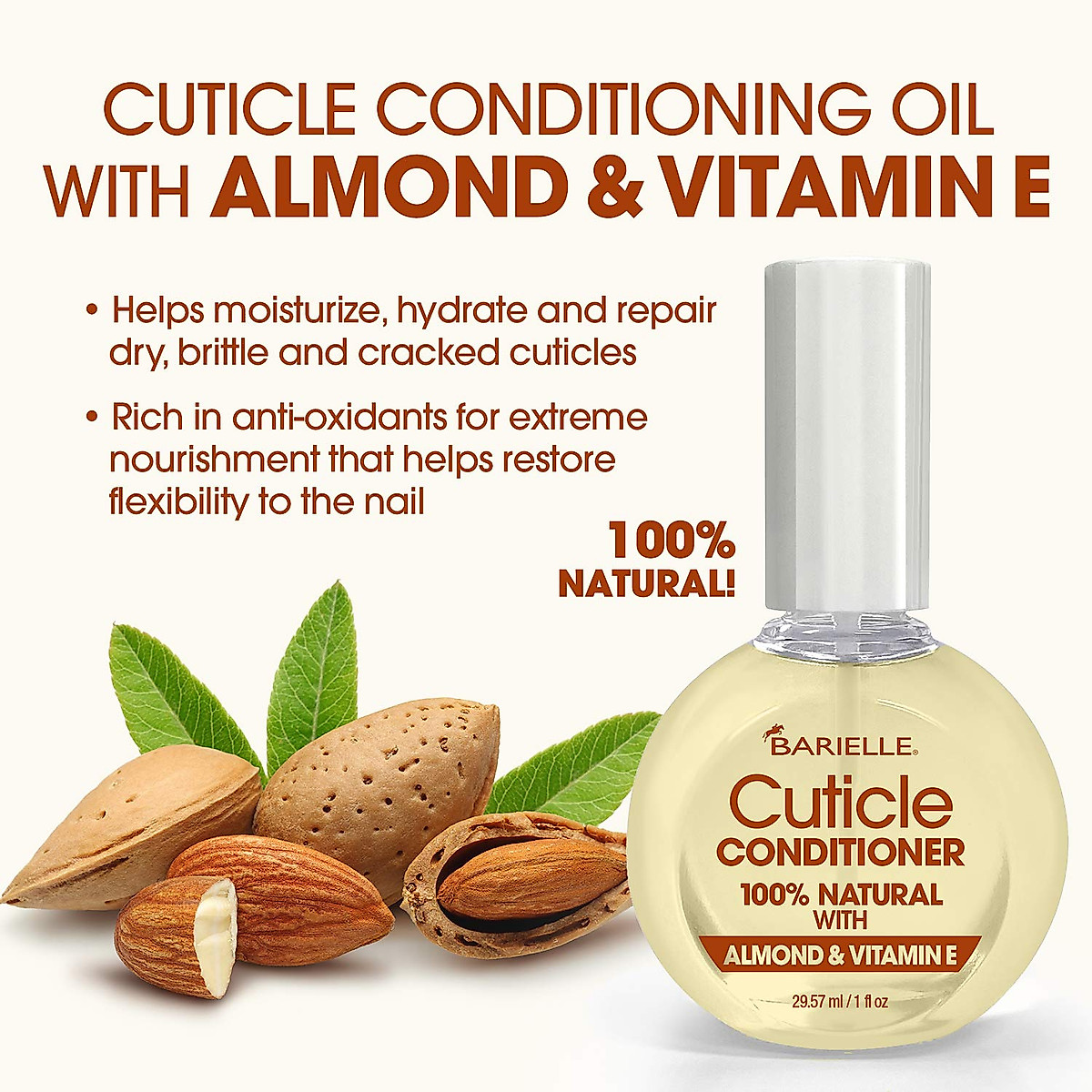 BARIELLE 100% Natural Cuticle Conditioner with Almond & Vitamin E 1 oz.
