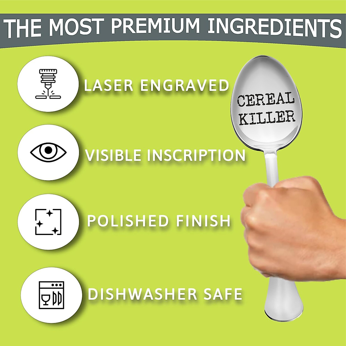 Weenca Practical Gifts for Dad, Laser Engraved Spoon Cereal Killer, Emotional Dad Gifts, Fun Cereal Spoon Dad Gifts Who Has Everything