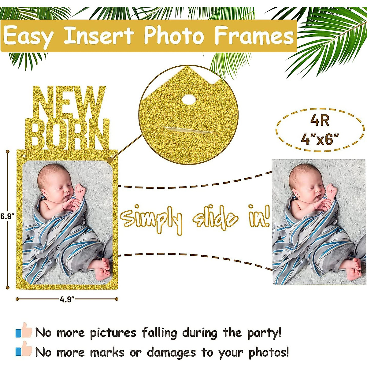 Wild One Birthday Decorations - Gold Glitter One Wild Year Banner + Baby 1st Birthday Photo Banner From Newborn to 12 Month - Safari, Jungle & Wild One Birthday Decorations