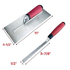 Wedge: 5 Piece Professional Masonry Trowel Set | Tempered Steel Blades | Contains 13" Brick Jointer, 6" Pointing Trowel, 7" Gauging Trowel, 11" Brick Trowel, 11" Plastering Trowel