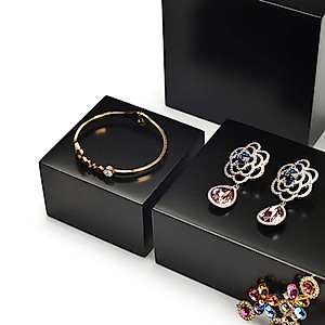 Oirlv Solid Wood Minimalism Style Jewelry Display Stand Showcase Jewelry Organizer Black Square Holder (SM05303)