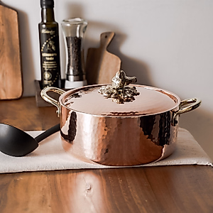 Hakart Handmade Copper Pot 7.87 inch (20 cm), 95 oz (2.8 L) Pure Copper Tin Lined Cooking Pot, Copper Vintage Cooking pot, Modern Copper Cookware, Handcrafted Copper Pot