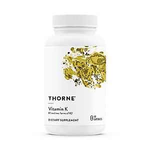 THORNE Vitamin K (Formerly 3-K Complete) - Vitamins K1 and K2 (as MK-4 and MK-7) - Supports Strong Bones - 60 Capsules