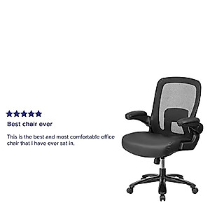 Flash Furniture HERCULES Series Big & Tall 500 lb. Rated Black Mesh/LeatherSoft Executive Ergonomic Office Chair with Adjustable Lumbar
