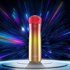 Contigo Ashland Chill Stainless Steel Water Bottle with Leakproof Lid & Straw, Water Bottle with Handle Keeps Drinks Cold for 24hrs & Hot for 6hrs, Great for Travel, School, Work, & More, 24oz
