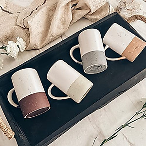 Mora Ceramics 12oz Coffee Mug Set of 4 - Ceramic Tea Cups with Handle - Microwave and Dishwasher Safe, Perfect For Cup or Mug Lovers - Rustic Matte Glaze, Modern Design Mugs - Assorted Colors