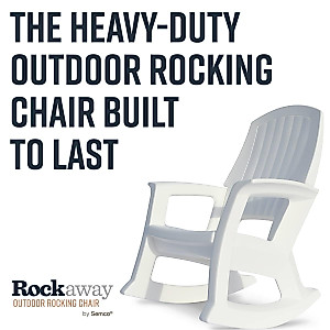 Semco Plastics Rockaway Heavy Duty Polyethylene All Weather Outdoor Rocking Chair with Backrest and Armrests for Porch, Deck and Patio, Green