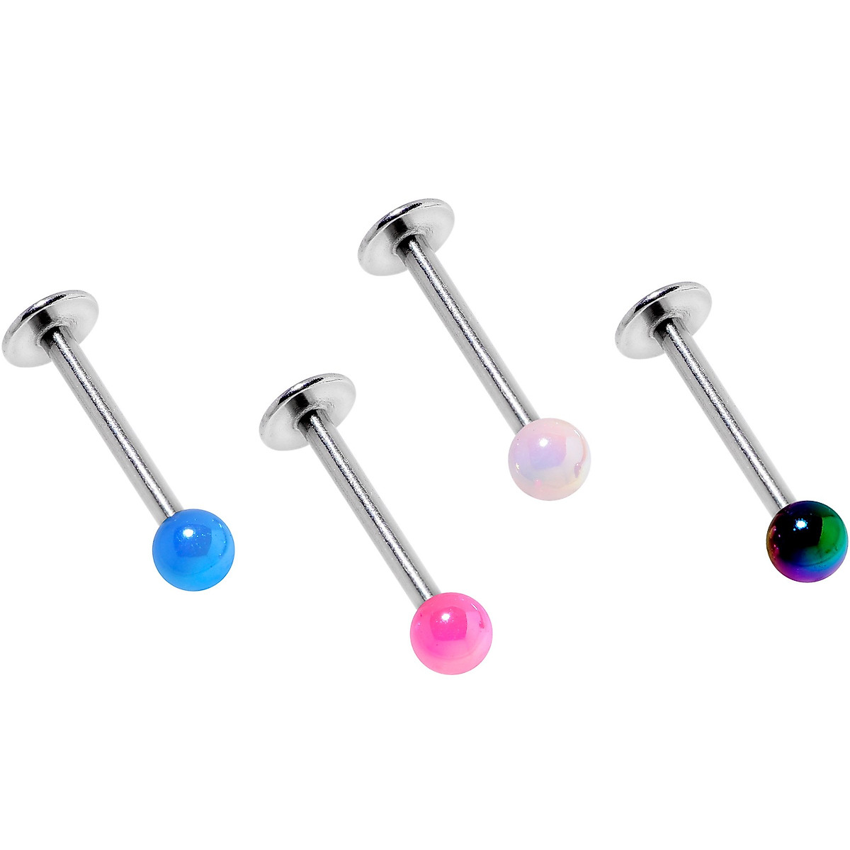 Body Candy Mens Womens 4PCS Stainless Steel Acrylic Ball Monroe Lip Ring Labret Jewelry 16g