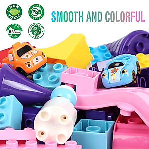 Castle Building Blocks Set for Toddlers, Creative Large Building Bricks, Marble Run Blocks, Race Track Construction Toy, Preschool STEM Educational Toys Gifts for Kids Boys Girls Aged 3+(161 PCS)